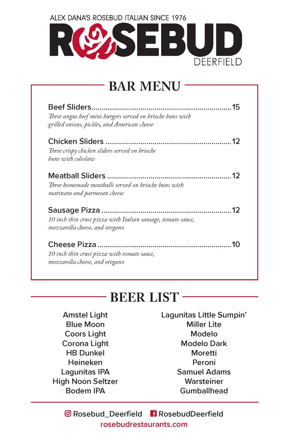 Menus – Rosebud Restaurants